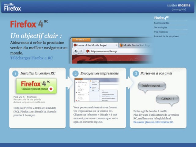 Firefox 4 est disponible en version “Release Candidate” Firefox 4 est disponible en version “Release Candidate”